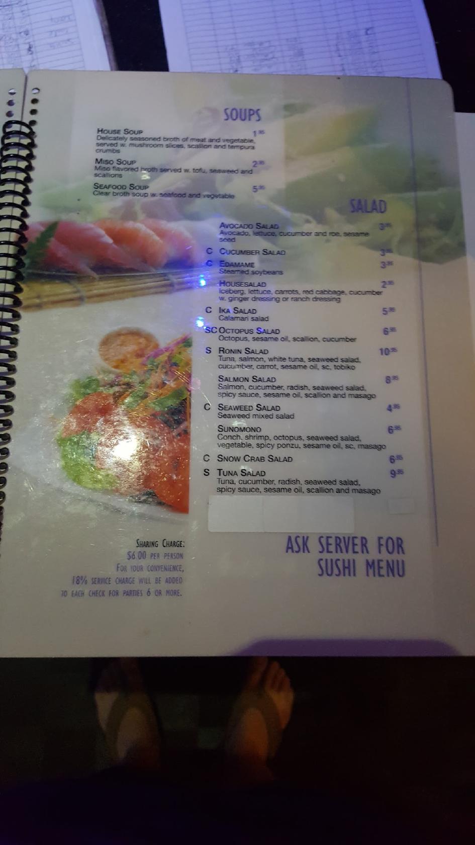 Menu at Ronin Steak & Sushi House restaurant, Ruston