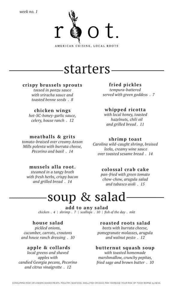 Menu at Root pub & bar, Georgetown