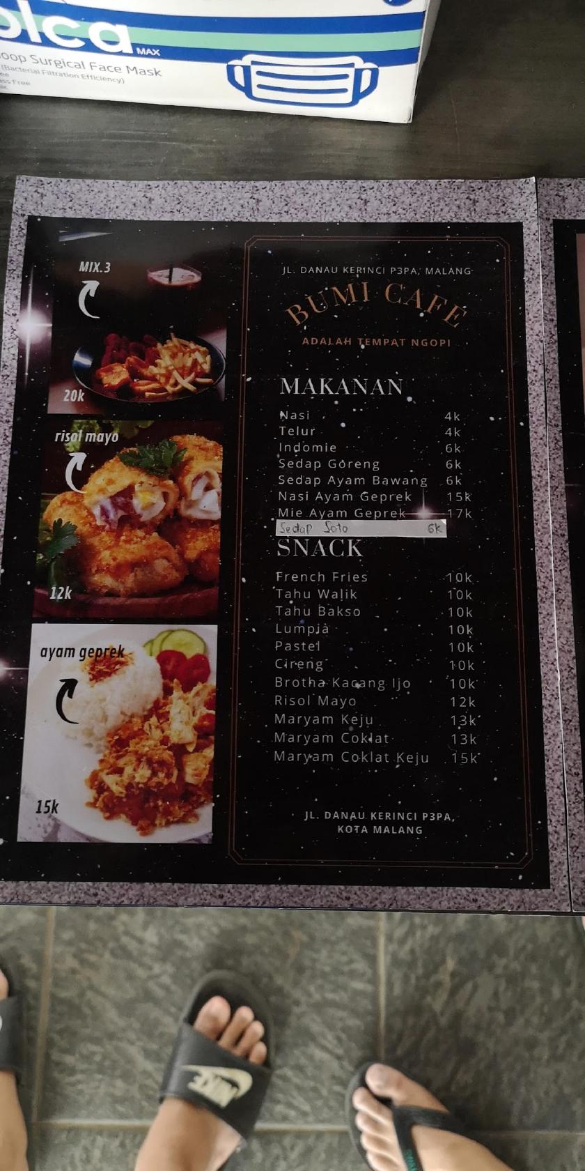 Menu at BU.MI. Cafe, Malang