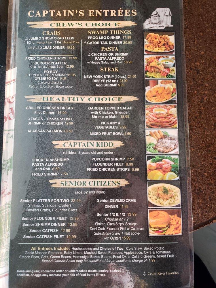 Menu at Cedar River Seafood restaurant, Inverness, 804 US Hwy 41