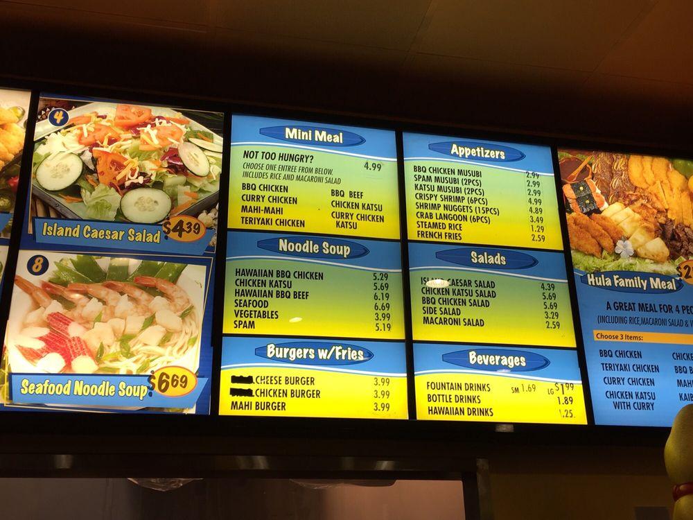 Menu at Honu Hawaiian BBQ, Sacramento