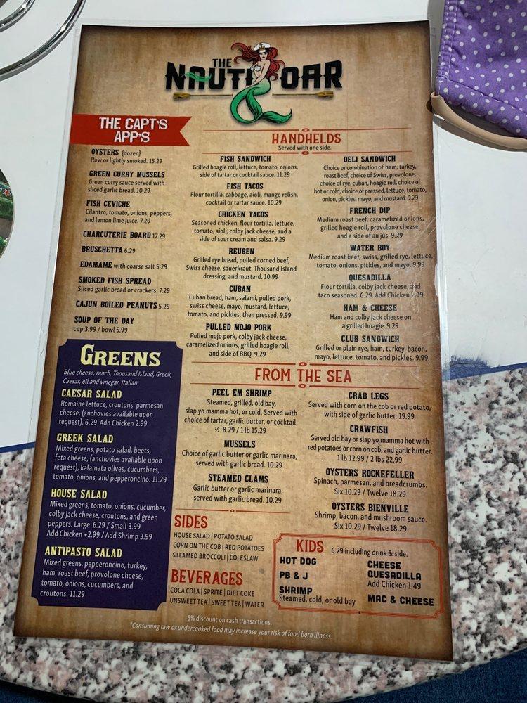 Menu at The Nauti Oar pub & bar, Port Richey