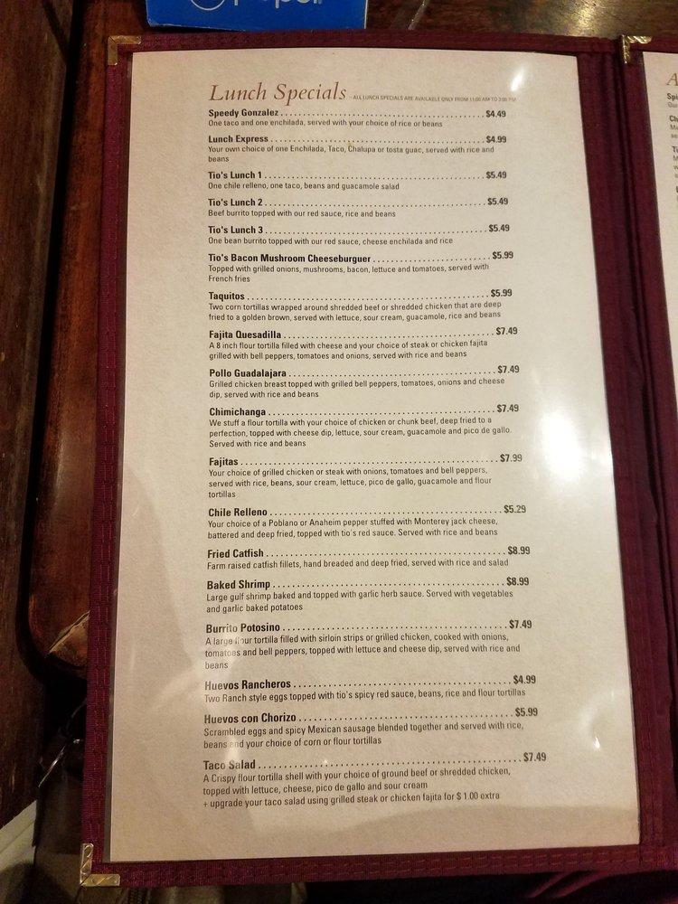 Menu at Tios Bar & Grill, Poplar Bluff