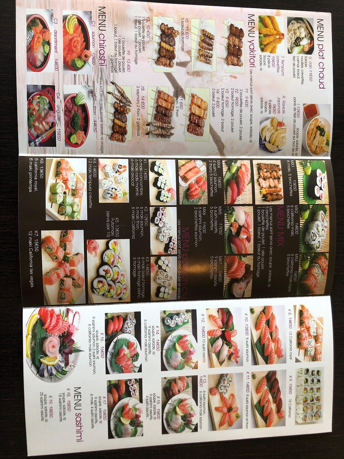 Menu au Yitao restaurant, Noisy-le-Grand