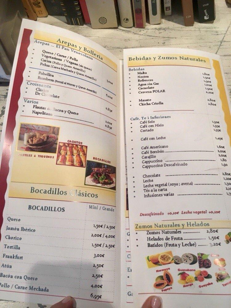 Menu at Bendito Pecado Pastisseria cafeteria, Barcelona