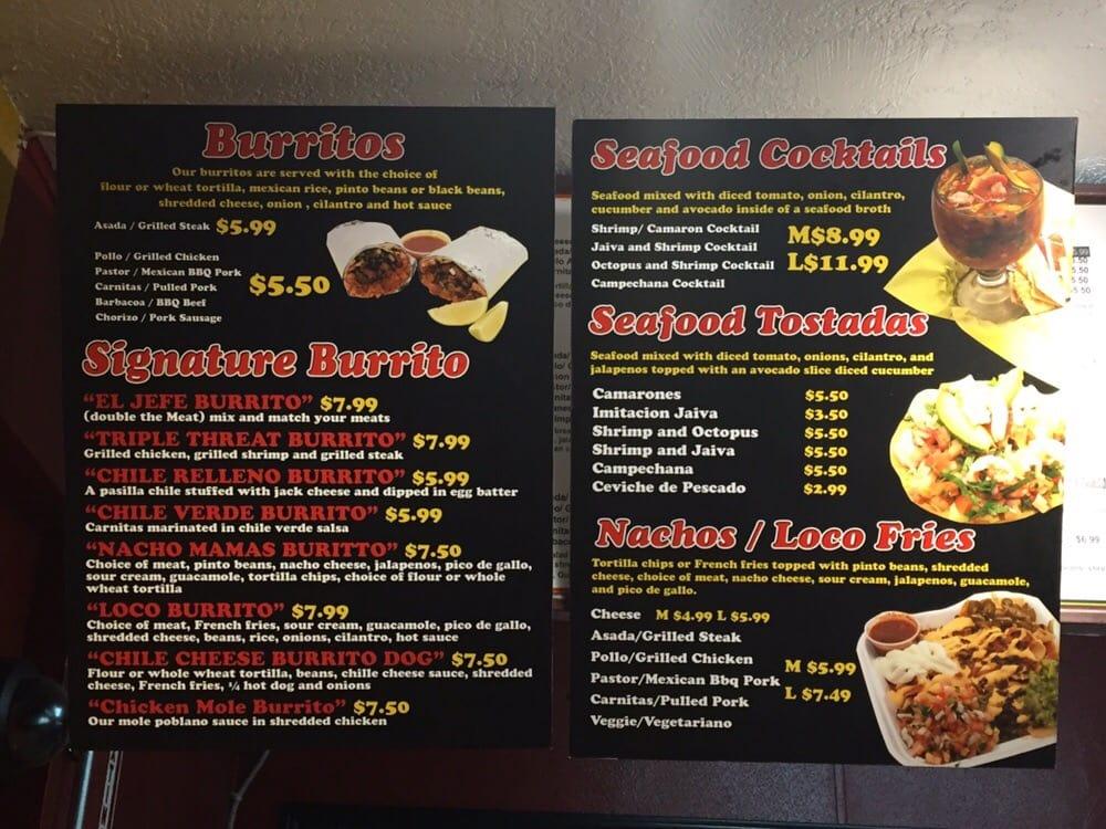Menu at Loco Burrito restaurant, Moreno Valley