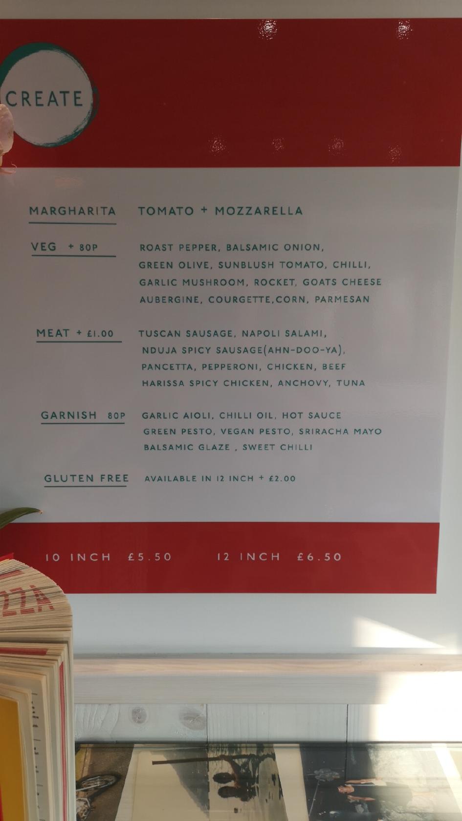 Menu at Luigi's Pizzeria, Dundee