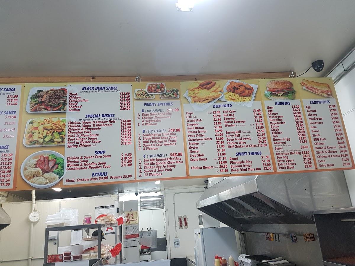 Menu at Sun Ma Takeaways fast food, Auckland