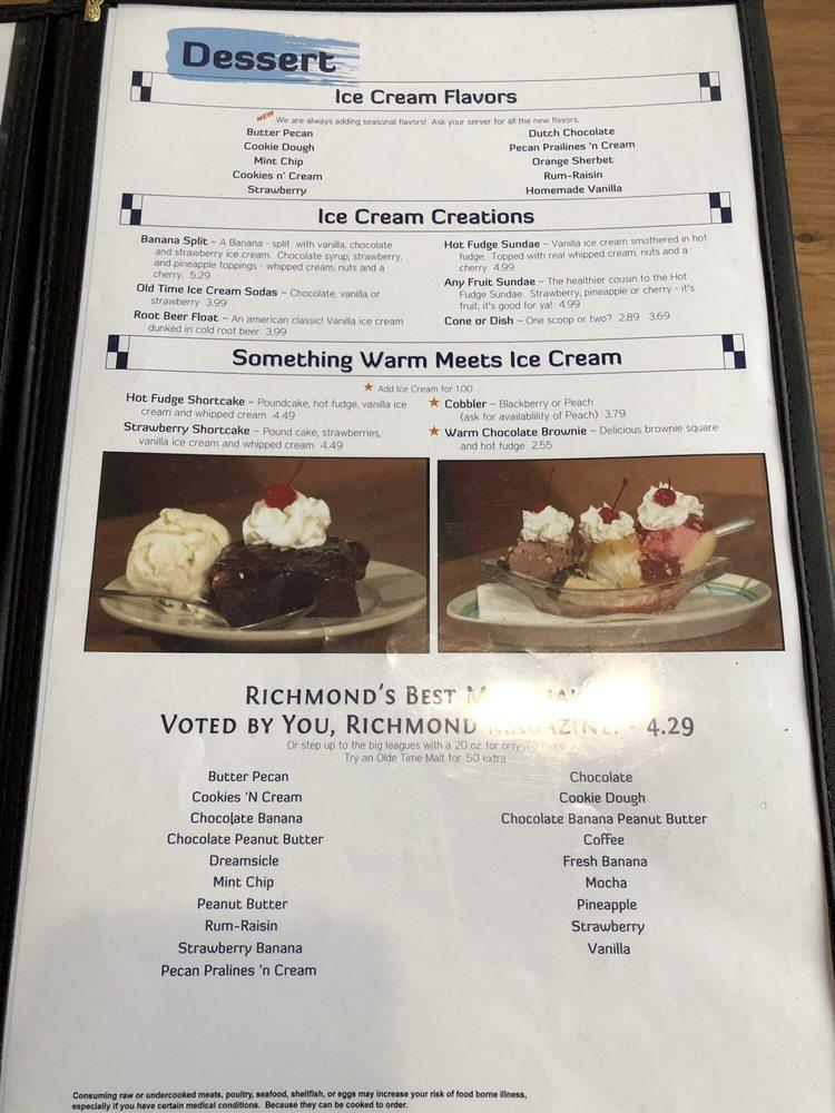 Menu at The Dairy Bar Diner, Richmond