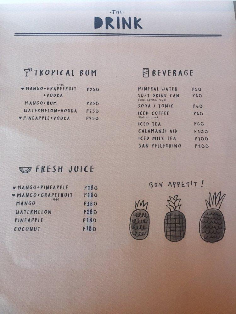 Menu at BARWOO, Panglao