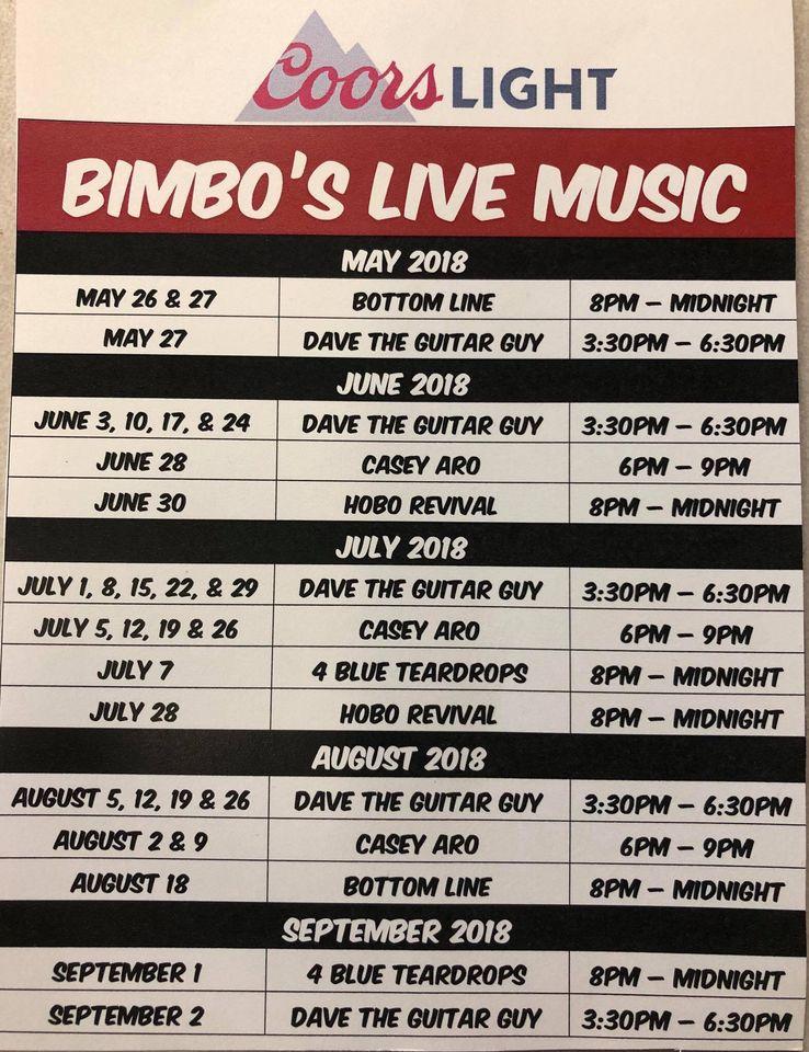Menu at Bimbo's Octagon pizzeria, Side Lake, Hwy 5