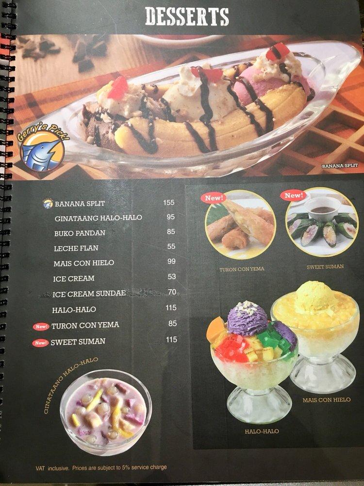 Menu at Gerry's Grill restaurant, Davao City, No 2082 J.P. Laurel Ave