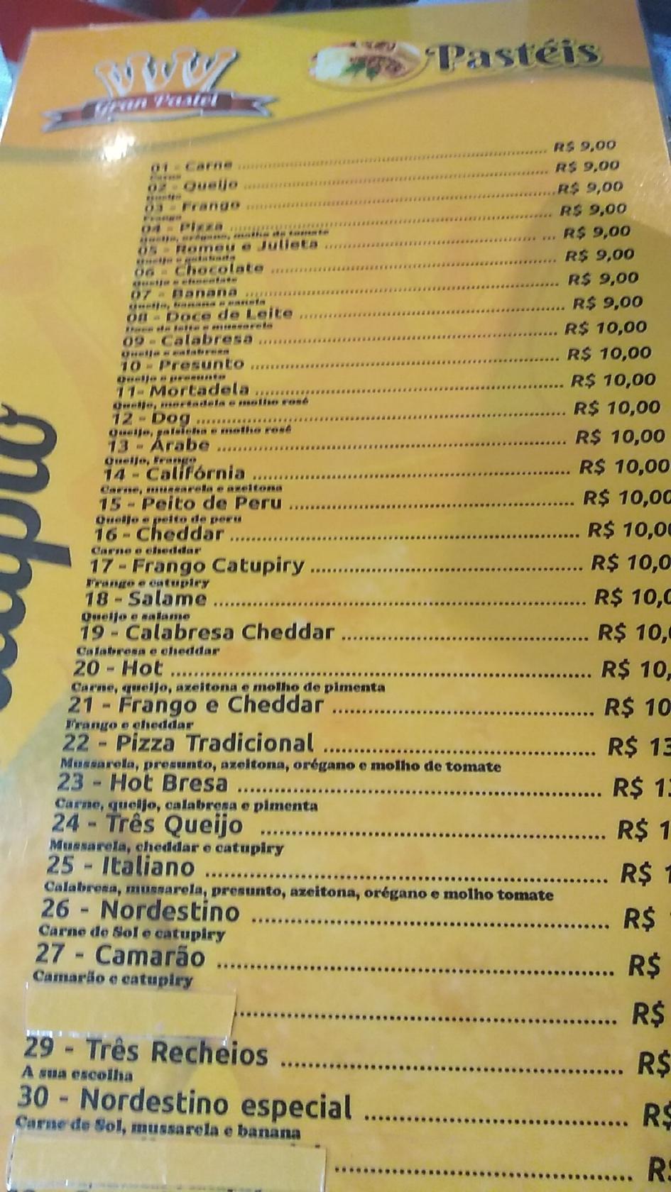 Menu at Gran Pastel, Teresina, 1000 - Loja 136C