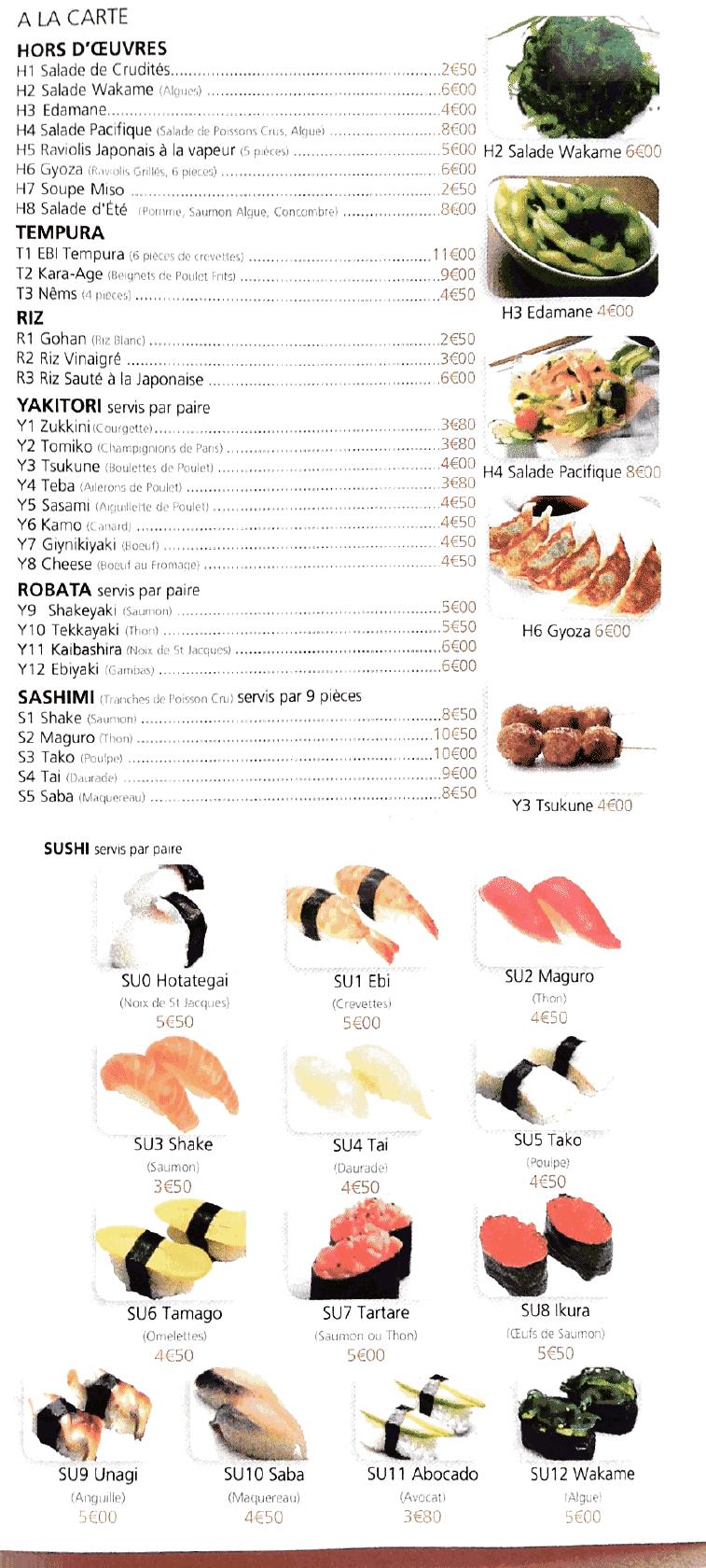 Menu at You Sushi restaurant, Creutzwald