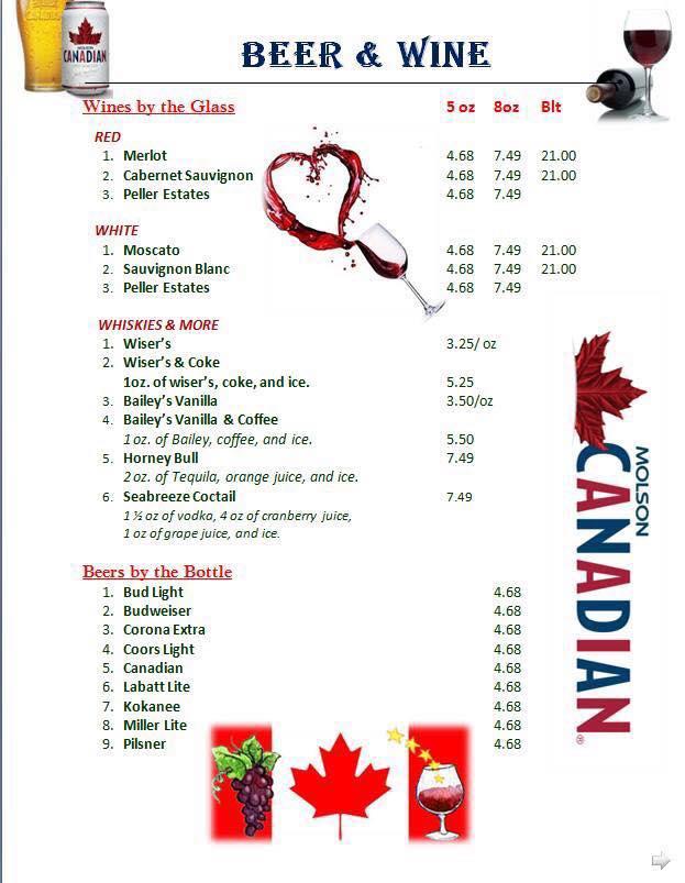 Menu at Arnie's Grill restaurant, Shellbrook