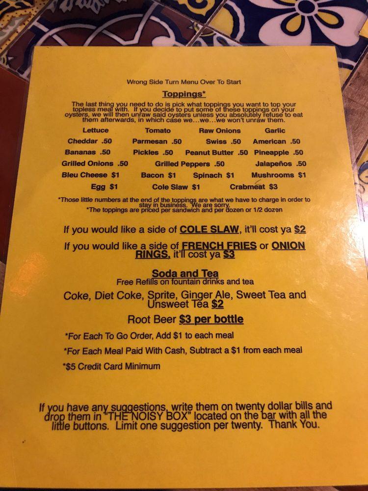 Menu at Bird's Aphrodisiac Oyster Shack pub & bar, Tallahassee
