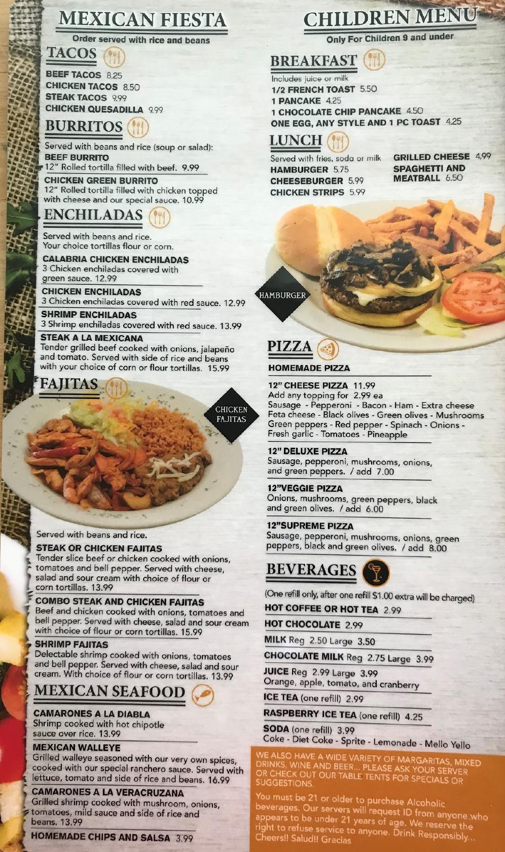 Menu at Calabria Family Restaurant, Elkhorn