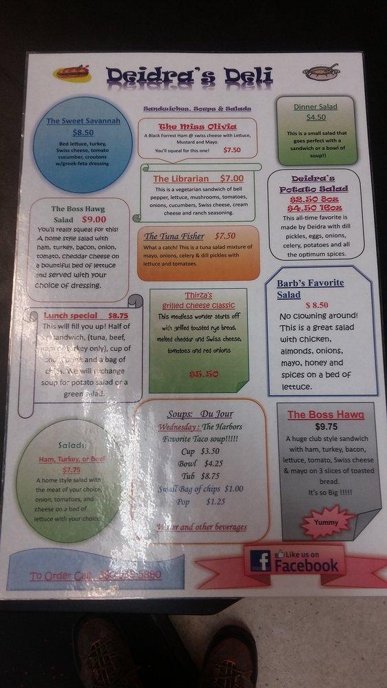 Menu at Deidras Deli restaurant, Hoquiam, Riverside Ave