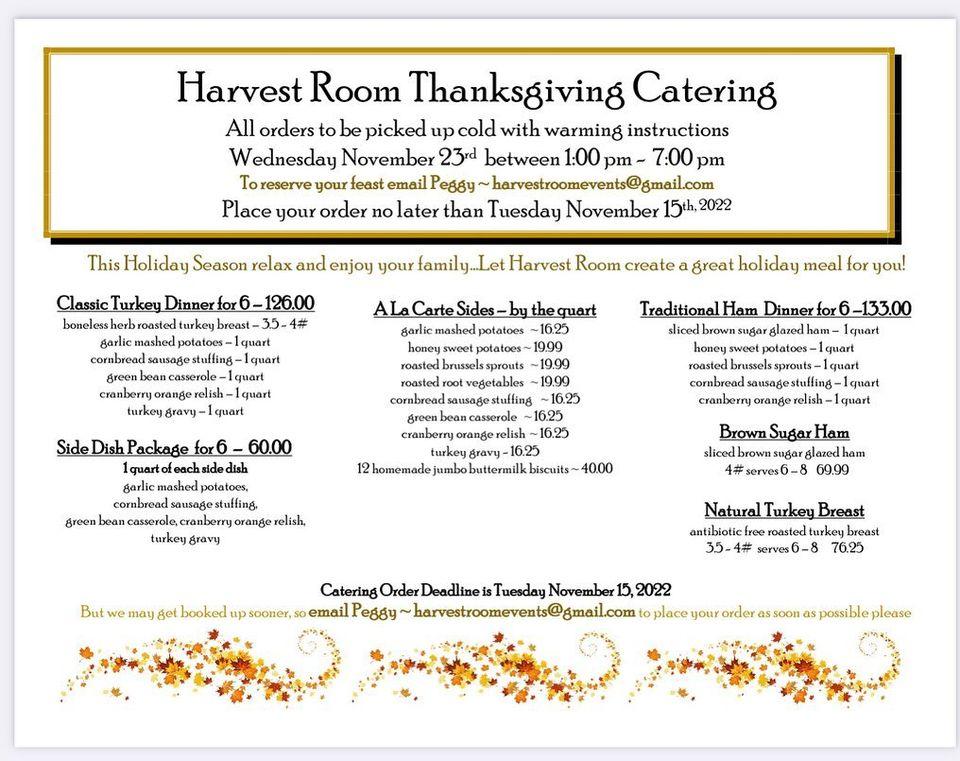 Menu at Harvest Room - Palos Heights restaurant, Palos Heights