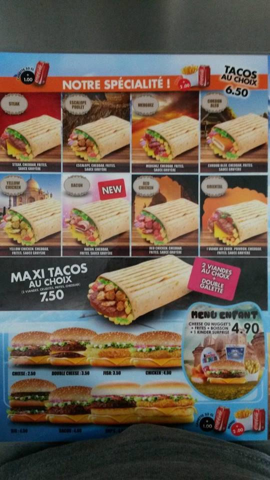 Menu at Mc Tacos restaurant, Lorient, Place des Halles St Louis