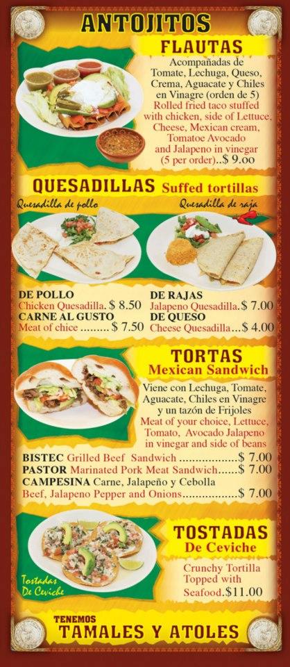 Menu at El Aguila restaurant, Plumsted Township