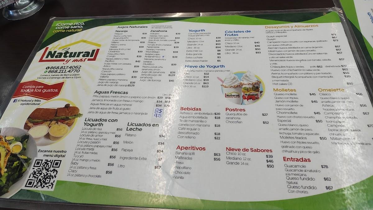 Carta del restaurante Natural y Más Suc. Av. Pedro Cárdenas, Matamoros ...