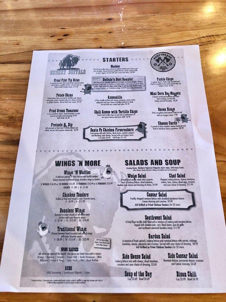Menu at Hungry Buffalo pub & bar, Logan
