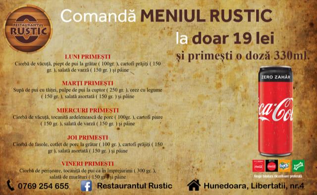 Menu at Rustic, Hunedoara