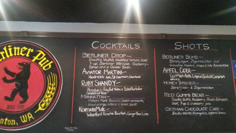 Menu at Berliner Pub, Renton