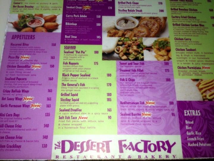 Menu at Dessert Factory desserts, Cebu City, 3rd level Terraces Ayala ...