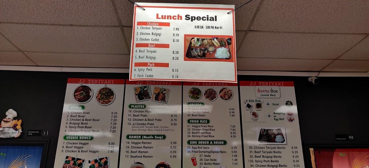 Menu at JJ Teriyaki restaurant, Warner Robins
