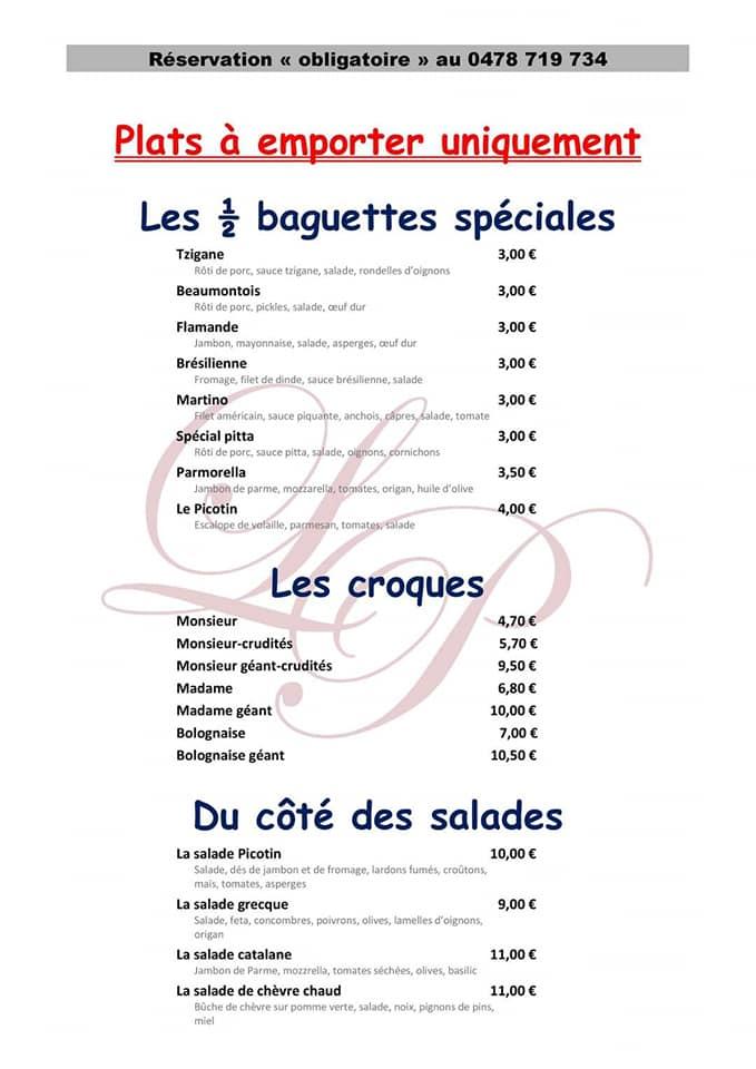 Menu au Le Picotin, Beaumont