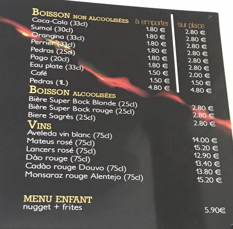 Menu au Le Poulet Doré restaurant, Boulogne-sur-Mer