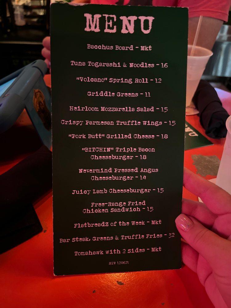 Menu at Nevermind Awesome Bar and The Hop, Cape Coral