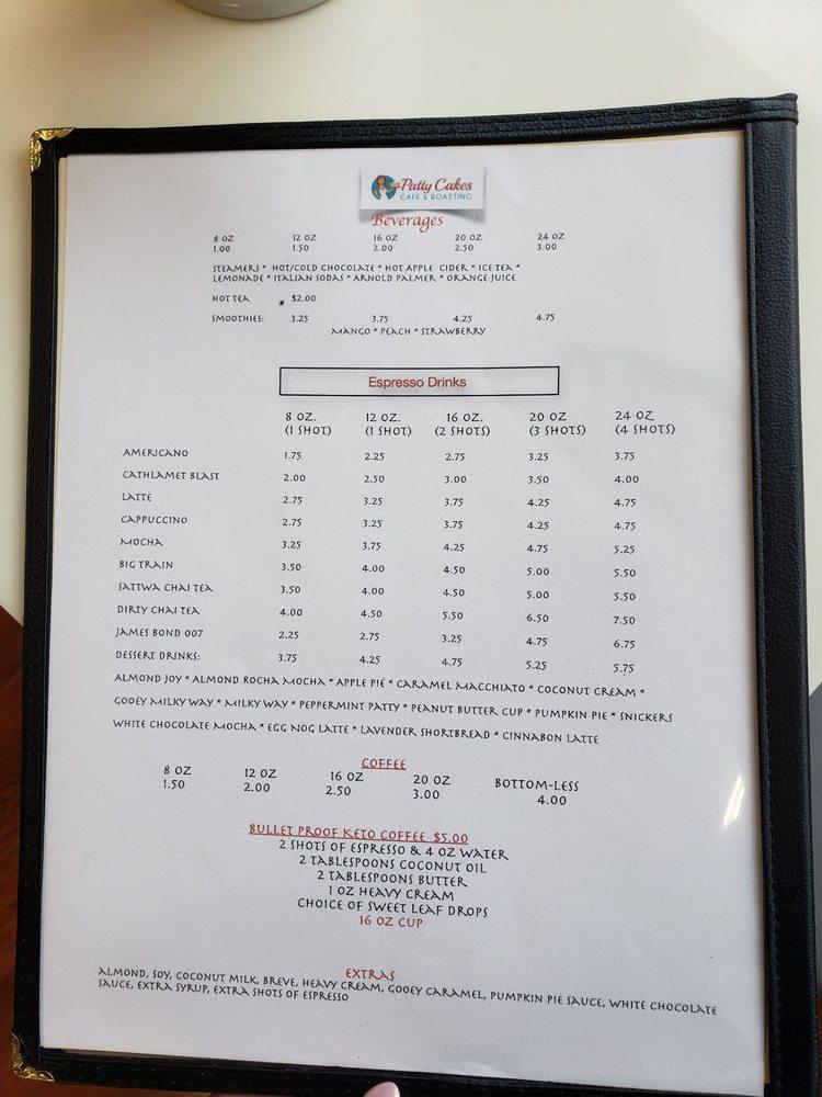 Menu at Patty Cakes Cafe & Roasting, Cathlamet