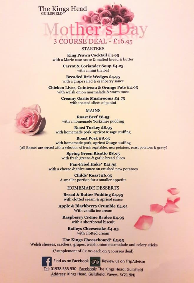 Menu at The Kings Head pub & bar, Welshpool, Park Rd