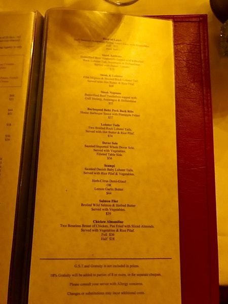 Menu at Caesar's Steak House & Lounge steakhouse, Calgary, 512 4 Ave SW
