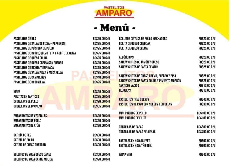 Carta del restaurante Pastelitos Amparo, Santo Domingo