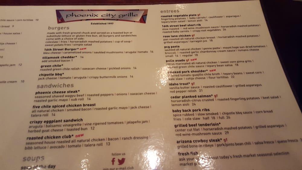 Menu at Phoenix City Grille pub & bar, Phoenix