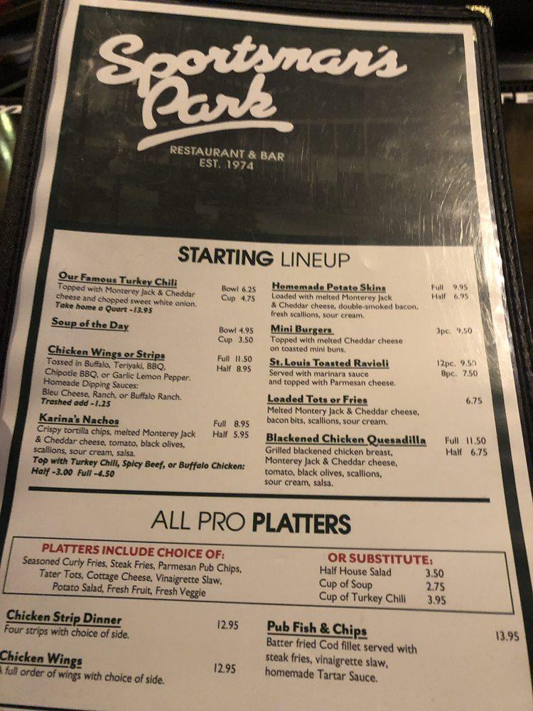 Menu at Sportsmans Park Restaurant & Bar, Ladue