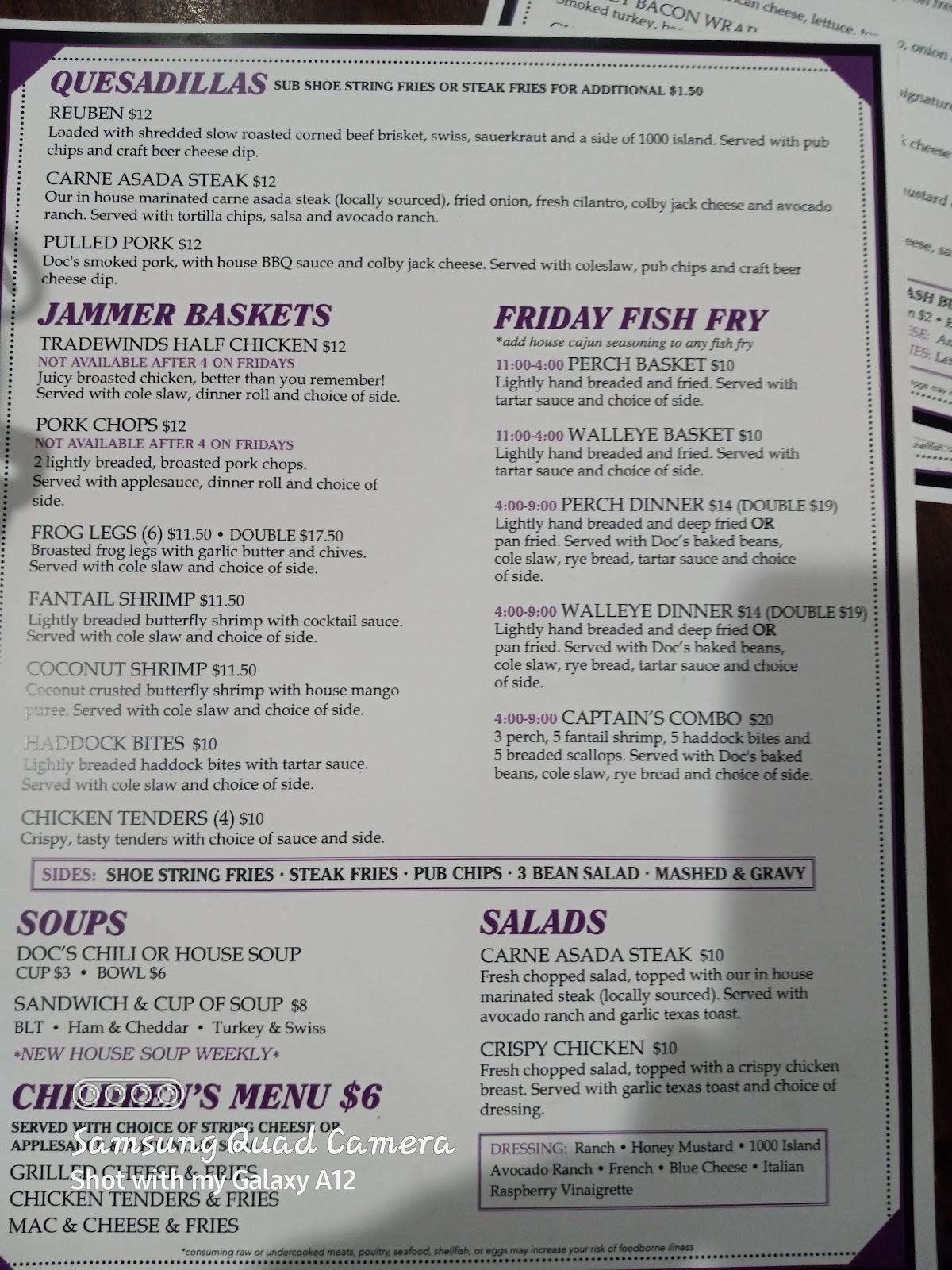 Menu at The Windjammer Marinette restaurant, Marinette