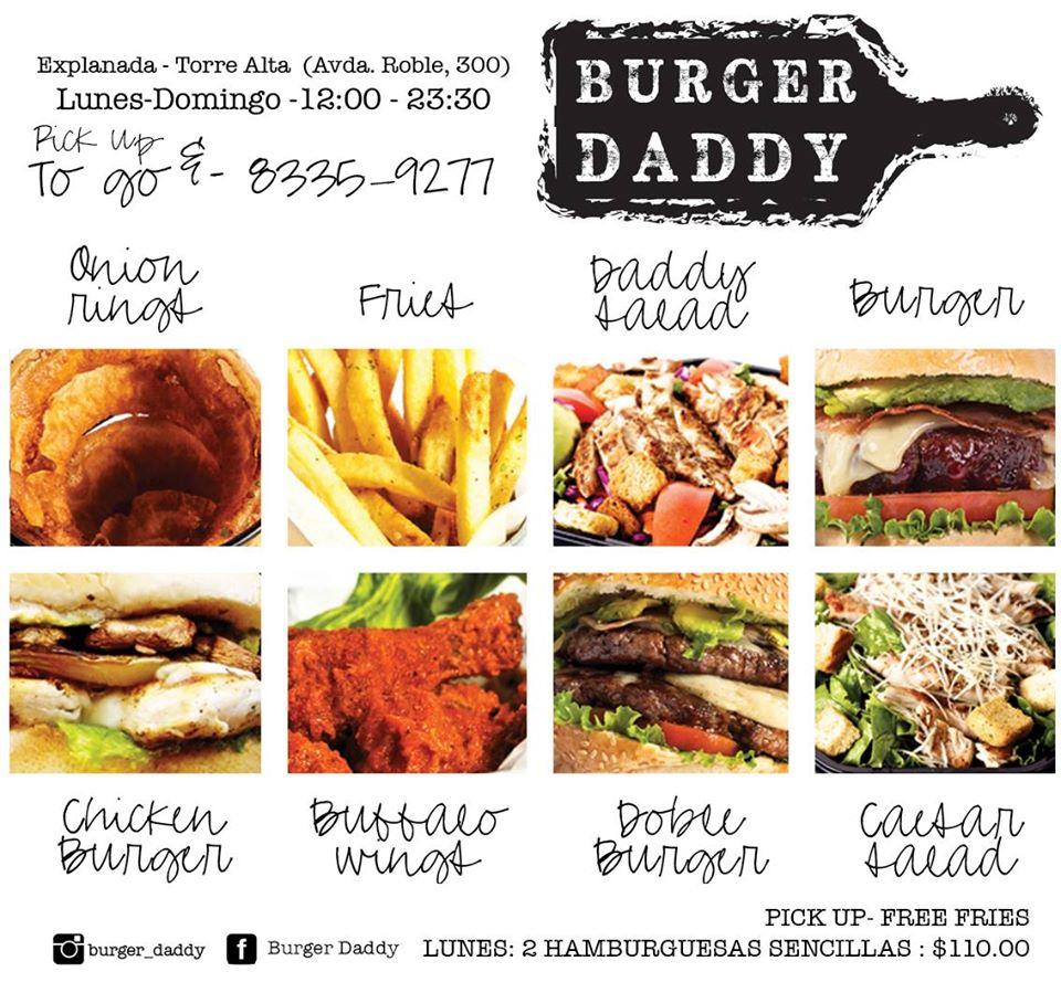 Menu at Burger Daddy restaurant, San Pedro Garza García