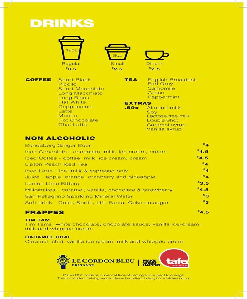 Menu at First Course Bistro cafe, South Brisbane