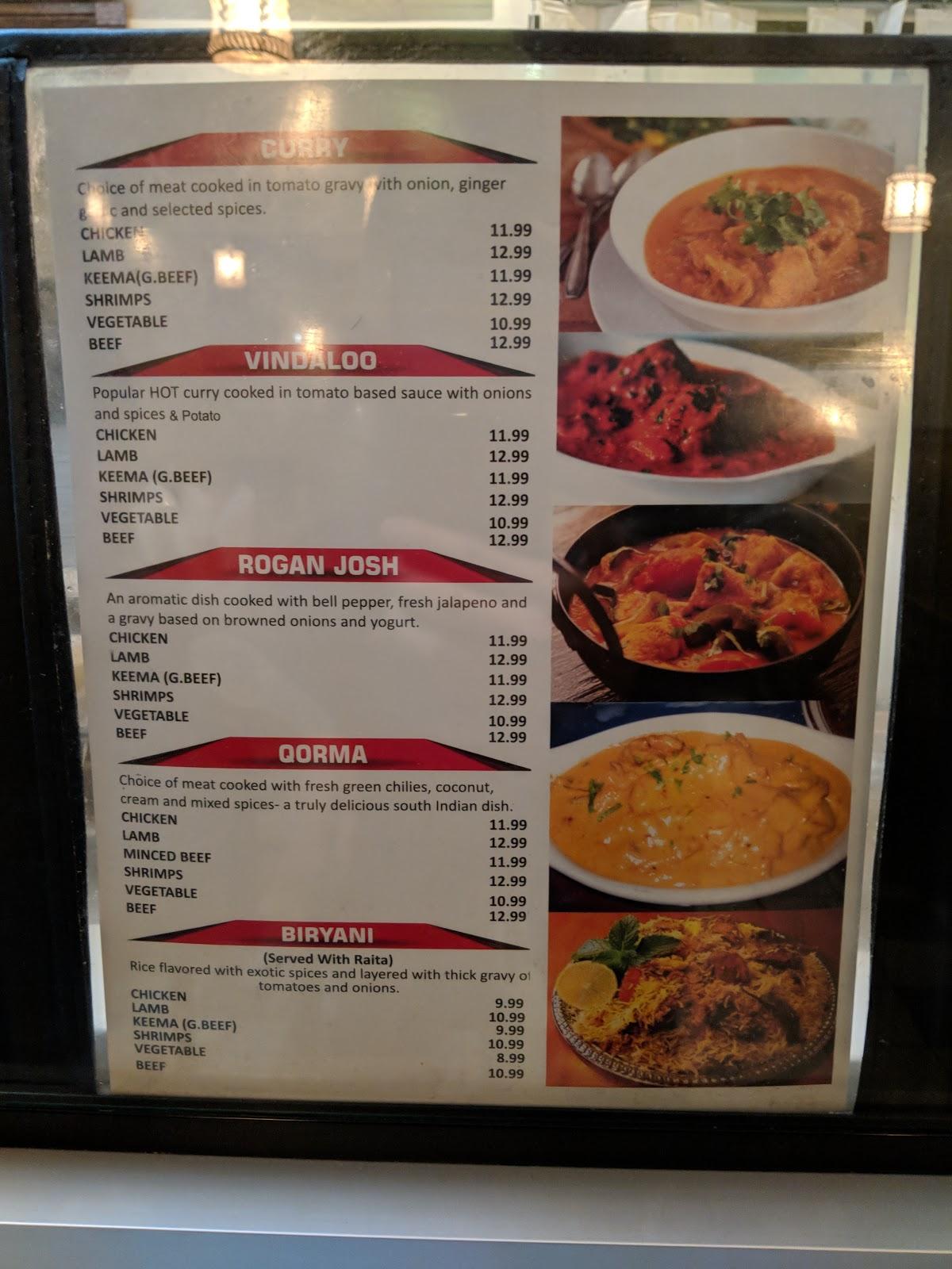 Menu at Little Spice restaurant, Calgary, Macleod Trail SW