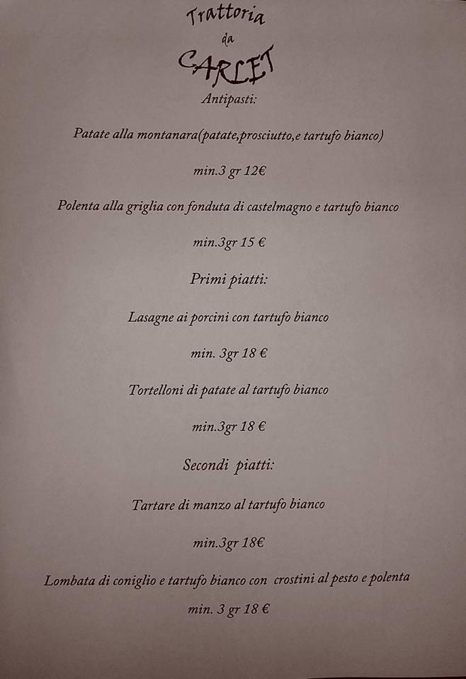 Menu da Trattoria da Carlet ristorante, Monghidoro