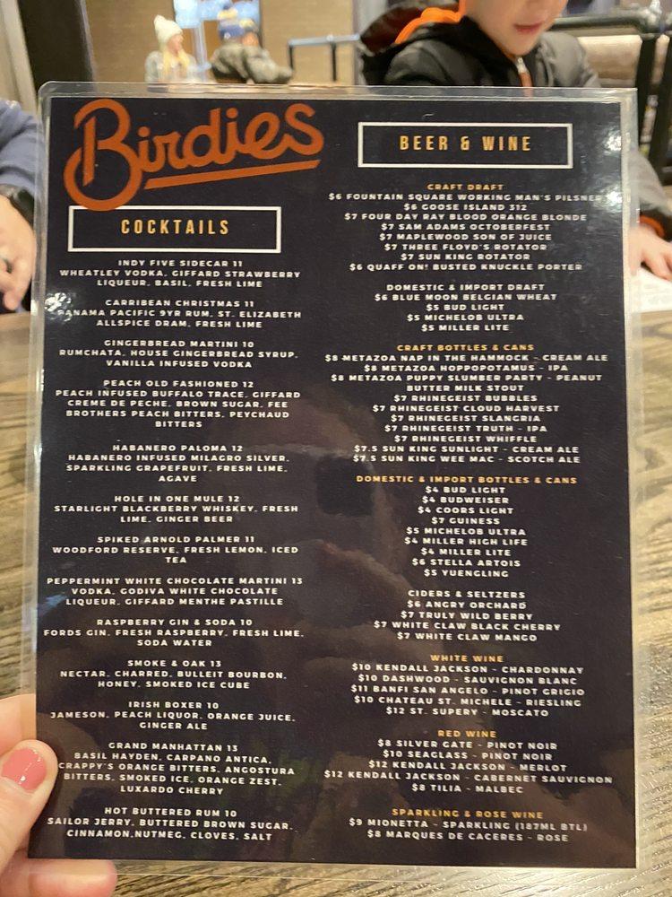Menu at Birdies Grill House and Sports Bar, Westfield