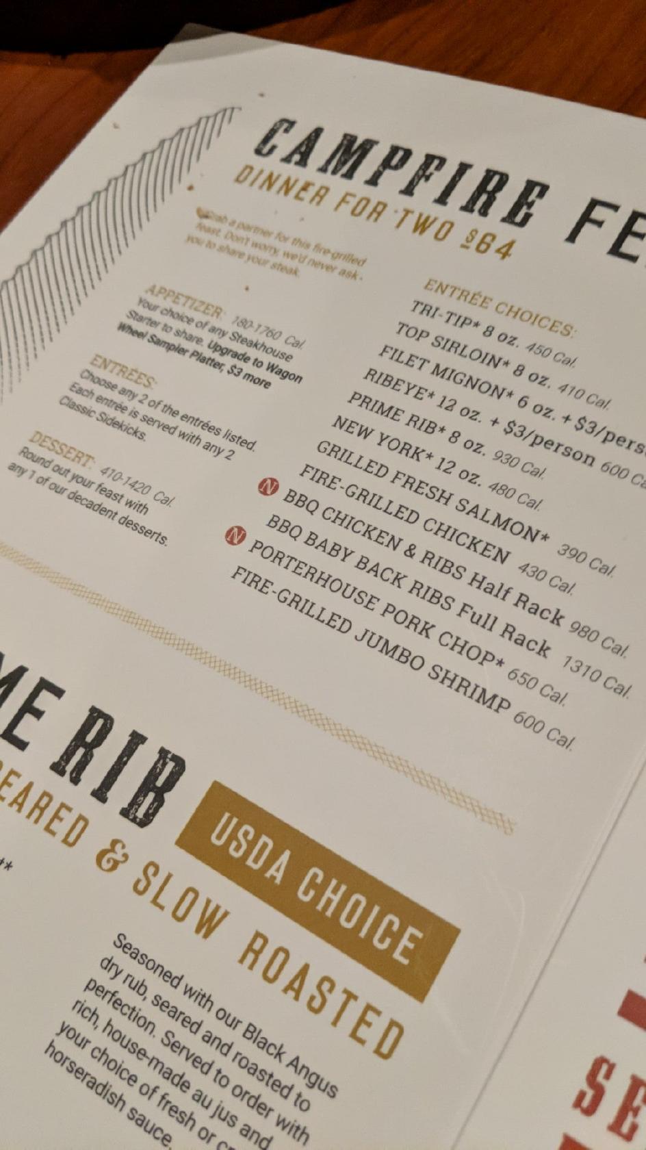 Menu at Black Angus Steakhouse, Pearl City