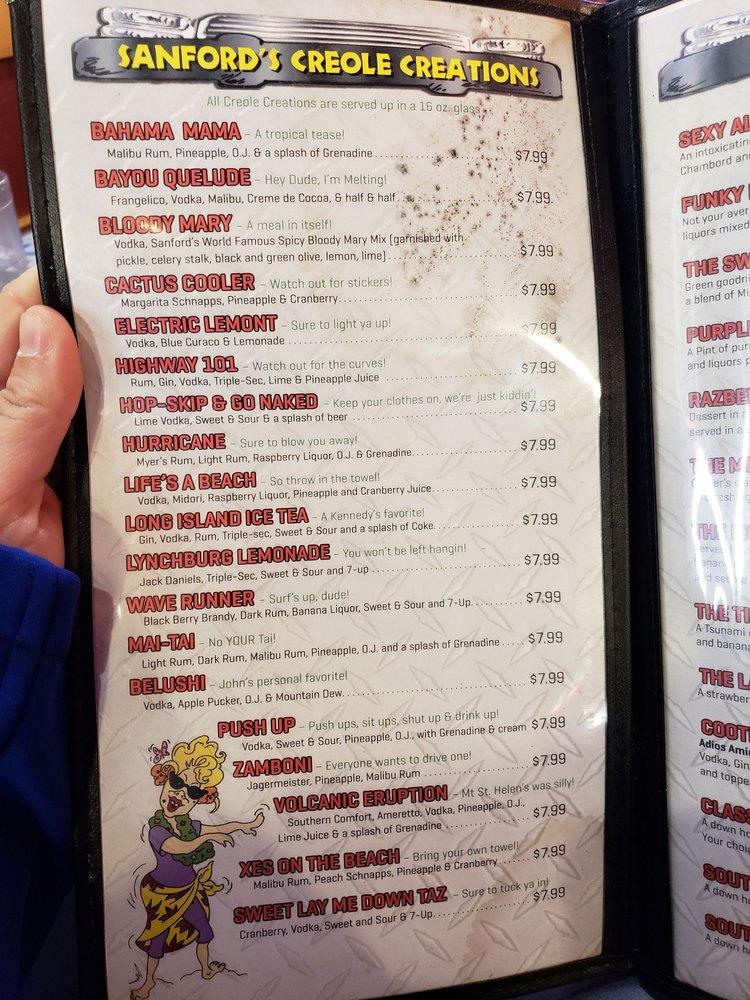 Menu at Sanford's Grub & Pub, Dickinson, 167 14th St W
