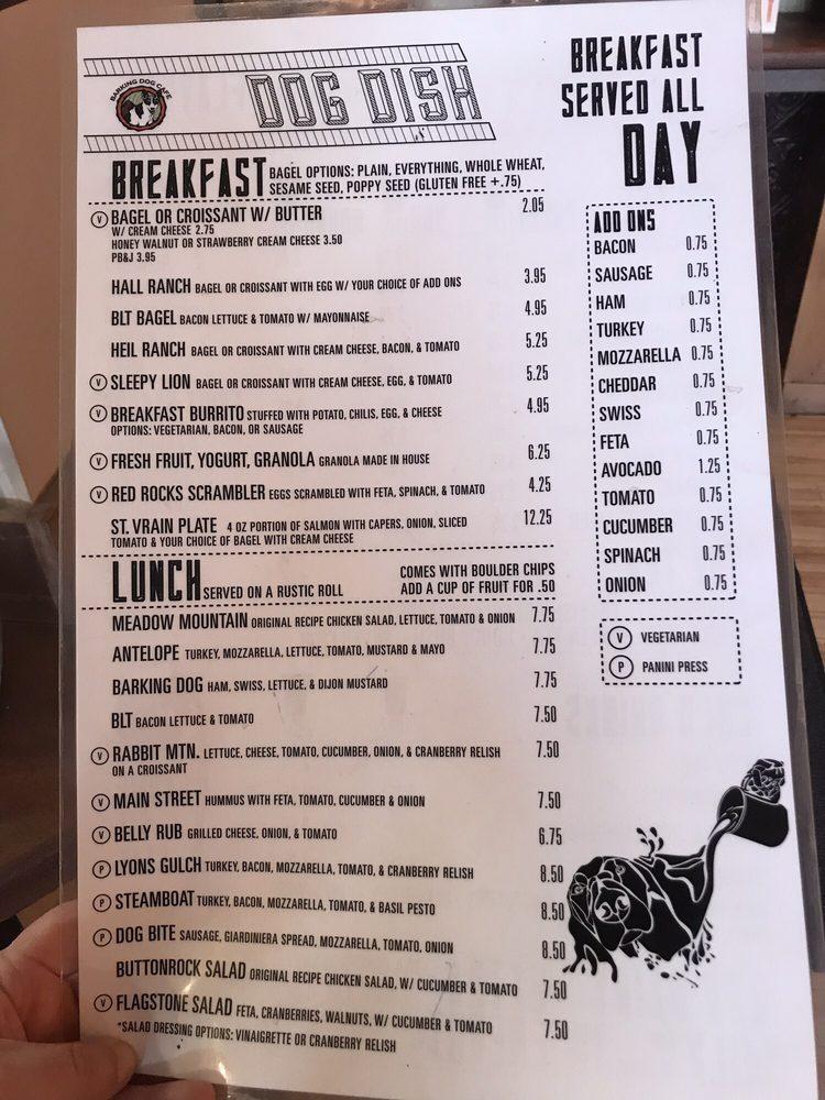Menu at Barking Dog Cafe, Lyons