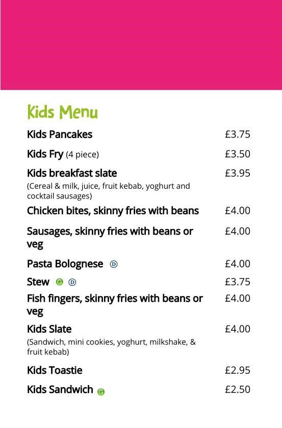 Menu at Cafe IncredABLE @ Jethro, Lurgan